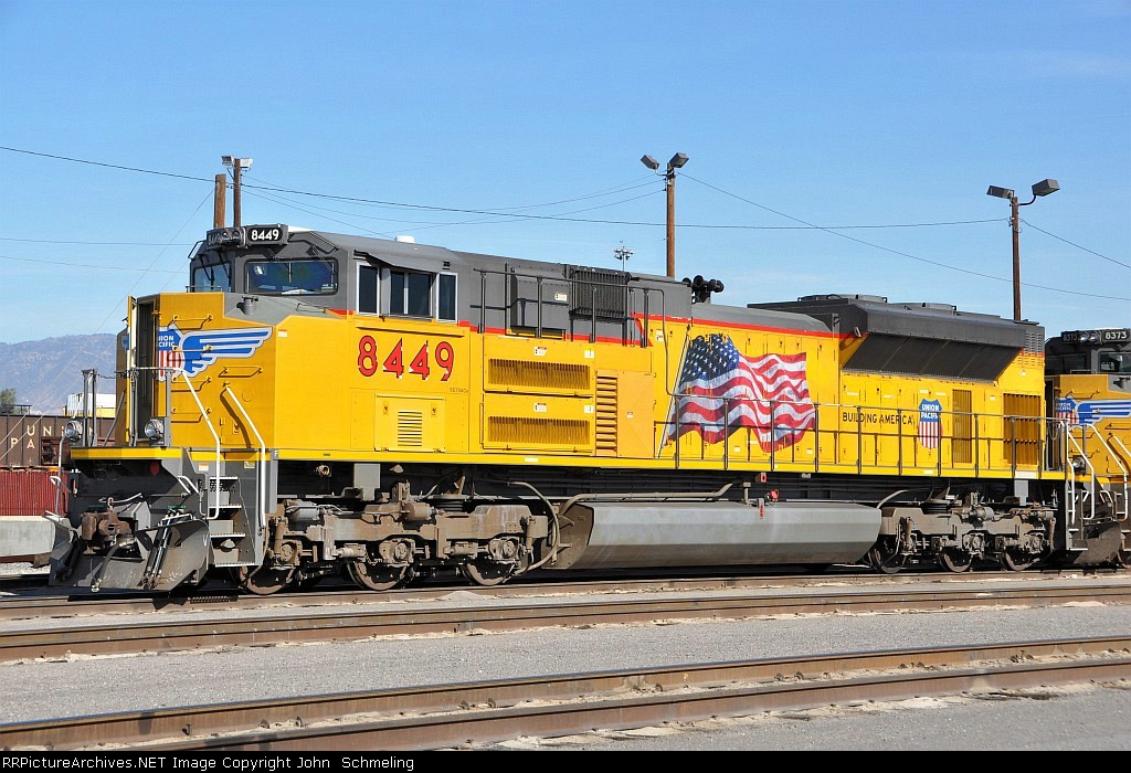 UP 8449 (SD70ACe) West Colton CA. 1/19/2010